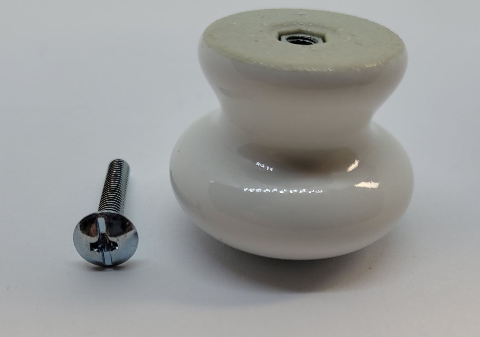 1-1/2 White Porcelain Round Knob solid top hidden | Etsy