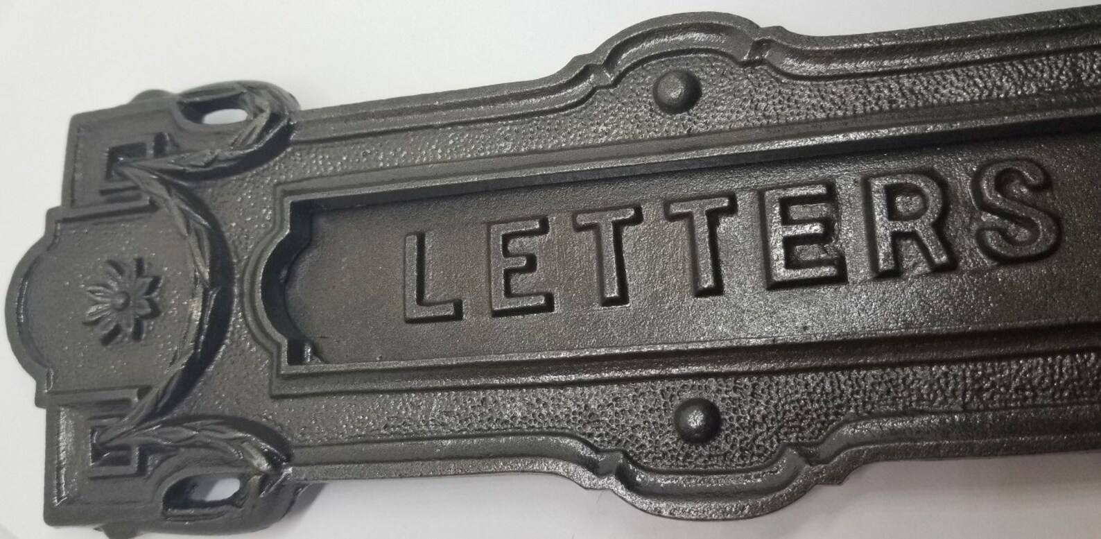 MAILBOX LETTER SLOT Swinging Door Wall Mounted Cast Iron Neo Classical ...