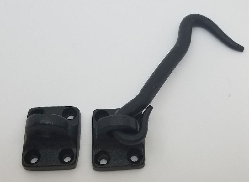 4 Inch EYE & HOOK BOLT Lock Cast Iron Black Powder Coated Gate - Etsy