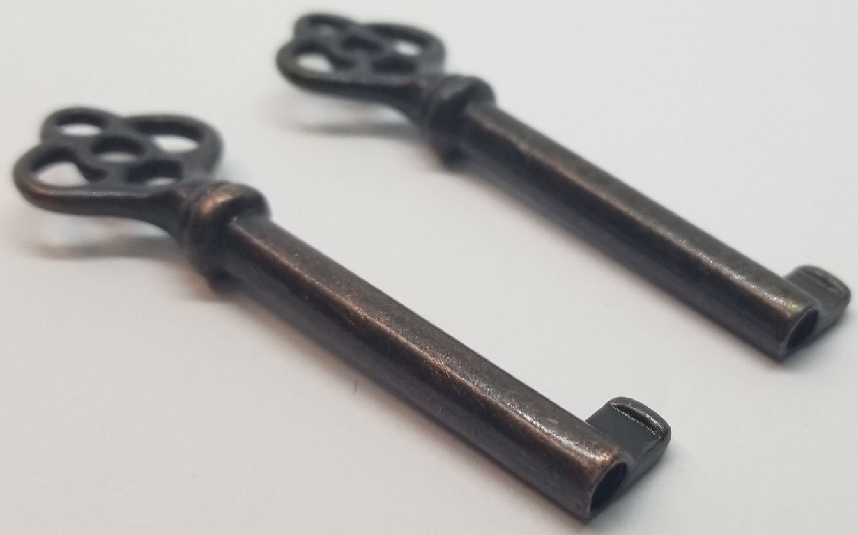 Antique Copper Key Skeleton Lock Vintage Old Fancy Chrome - Etsy