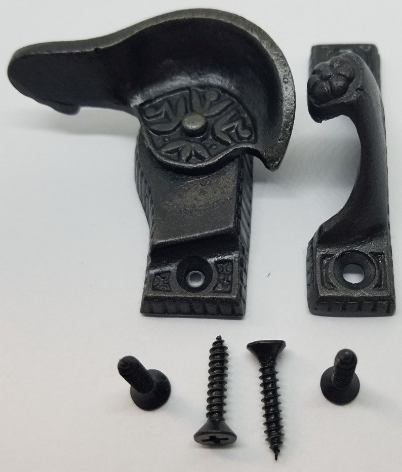 Decorative Cast Iron Victorian Window Sash Lock Latch and Catch Flower ...