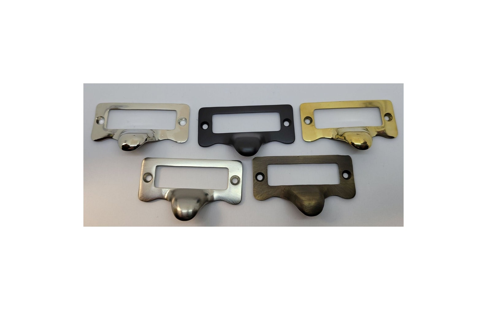 Solid Brass File Cabinet Card Holder Pull Label Tag Antique Vintage ...