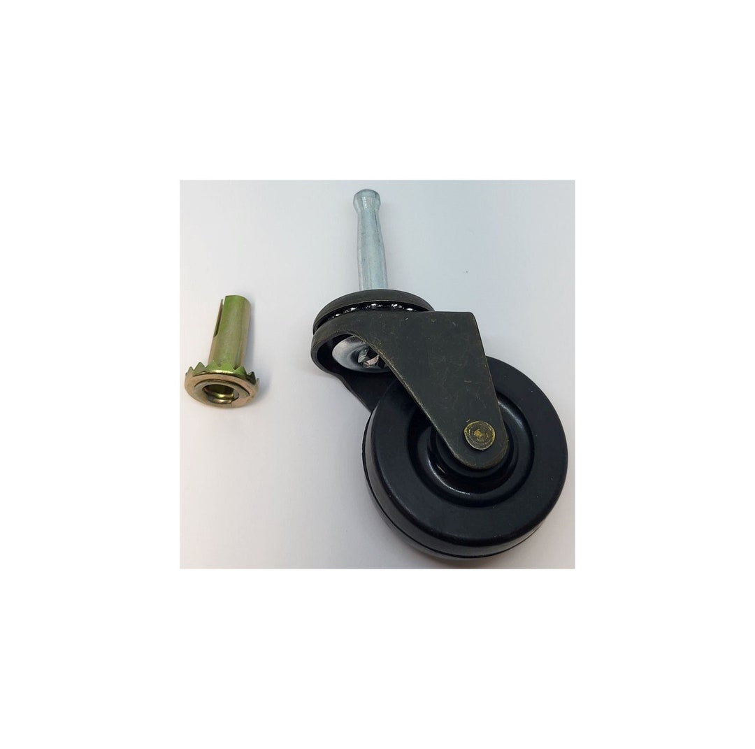 2" Inch RUBBER Wheel Caster Antique Brass Aged Finish Patina Wood Floor ...