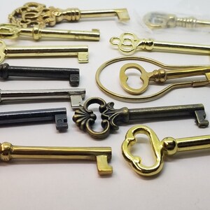 Sample Set of 12 Skeleton Keys (DOZEN) Polished Antique Lock Mortise ...