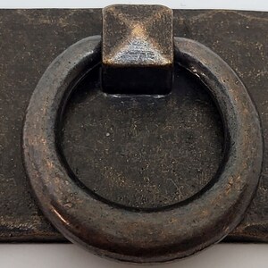 Horizontal Hammered DRAWER PULL Ring Forged Brass Mission Style Handle Knob Antique Copper ...