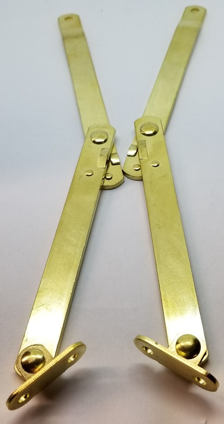 Pair (2) Brass Plated Steel Drop Front DESK LID STAYS Hinges Mailbox ...