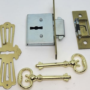 Full Mortise Roll Top Desk Lock Set SQUARE PLATE Brass Lock Catch 2 ...