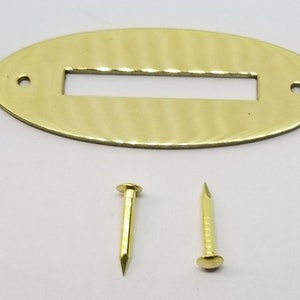 OVAL Stamped Brass Coin Slot Cover Bank Money Box Jewelry Hole Piggy ...