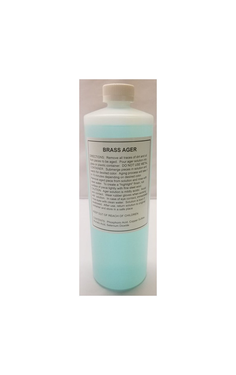 32oz (ounce) - BRASS AGER Darkening Solution Antique Vintage Old Metal ...