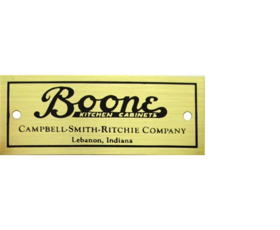 BOONE Brass Name Plate Cabinet Label Badge Hoosier Sellers Antique ...