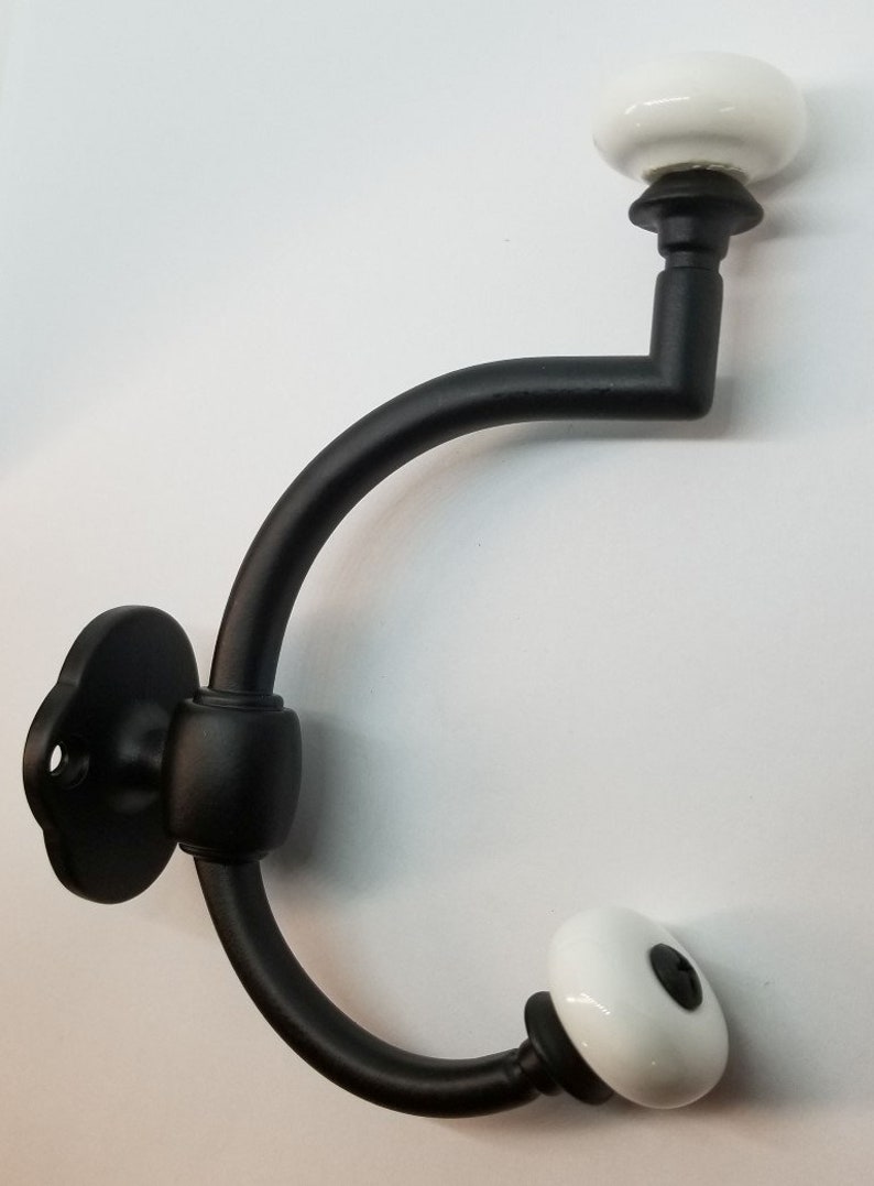 Flat Black Cast Double Front Mount Coat Hook Porcelain Knobs | Etsy
