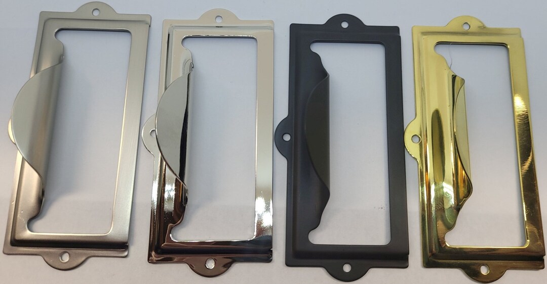 1.75" File Cabinet Card Holder Pull Handle Brass Nickel Bronze Black ...