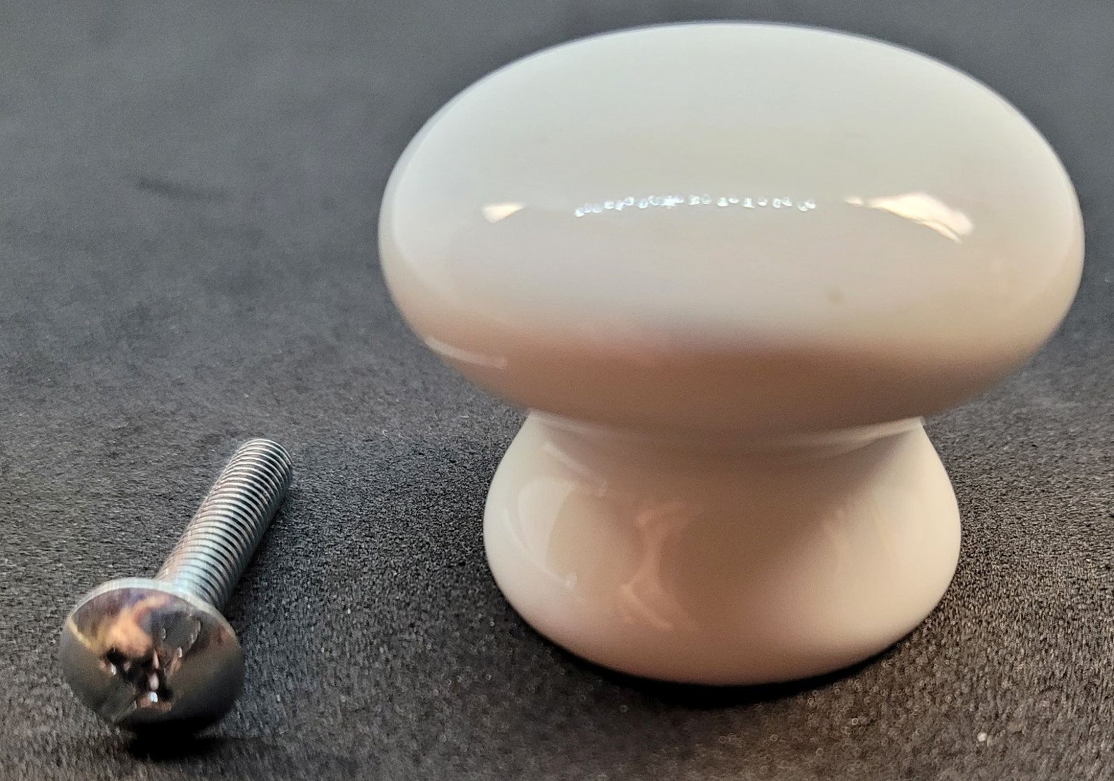 1-1/2 White Porcelain Round Knob solid top hidden | Etsy