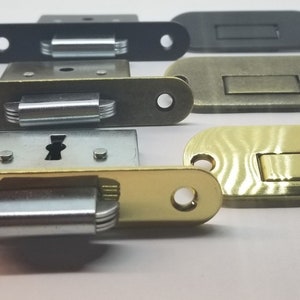 ANTIQUE BRASS Roll Top Desk Lock Set Rounded Oval Catch 2 Keys Vintage ...