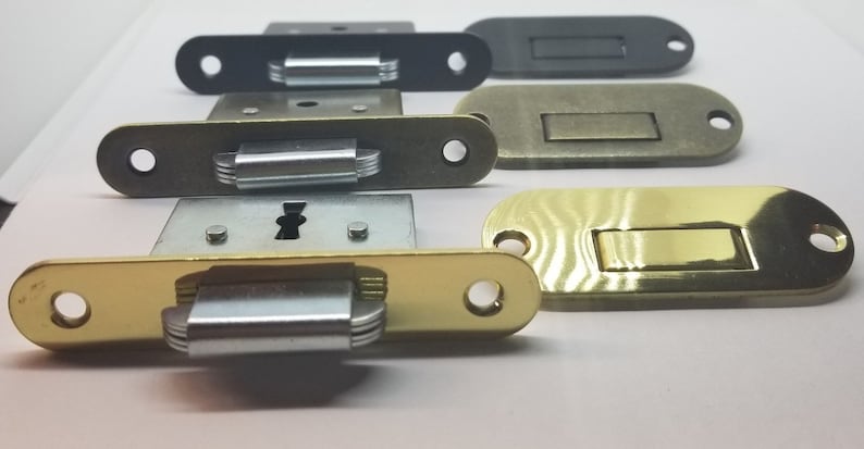 LACQUERED BRASS Roll Top Desk Lock Set Rounded Oval Catch 2 - Etsy