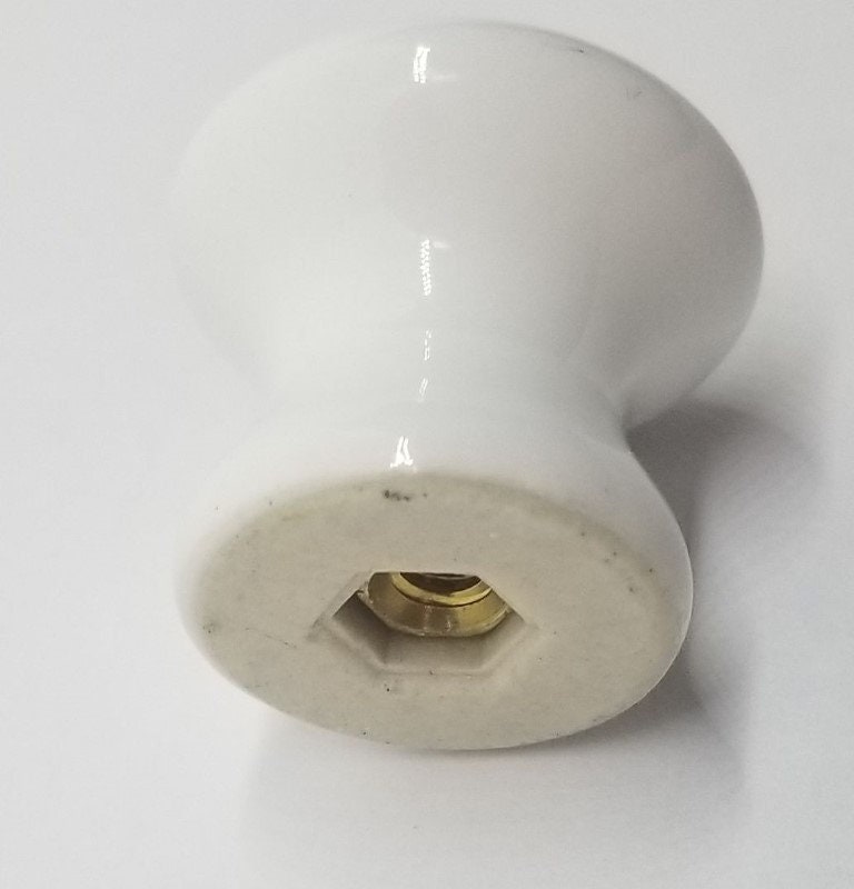 1 Round White Porcelain Knob antique vintage rustic | Etsy