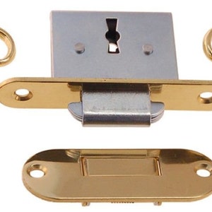 LACQUERED BRASS Roll Top Desk Lock Set Rounded Oval Catch 2 Keys ...