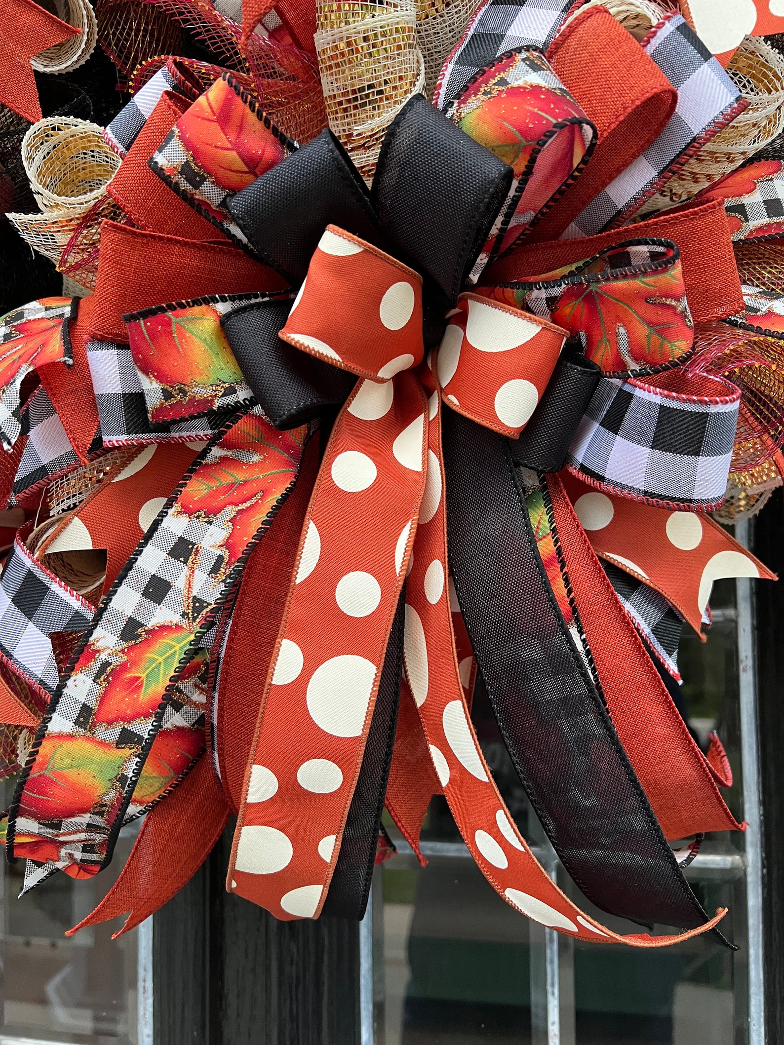 Fall Ribbon Front Door Wreath, Fall Rustic Wreath,southwestern Fall ...