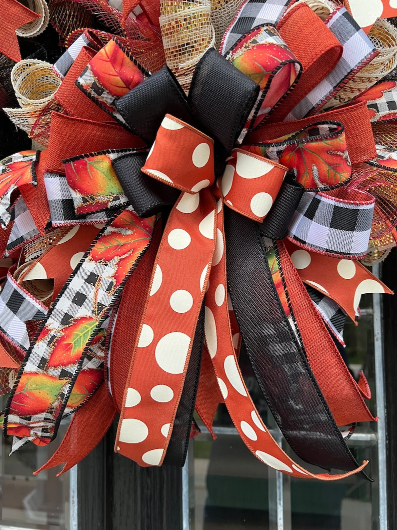 Fall Ribbon Front Door Wreath, Fall Rustic Wreath,southwestern Fall ...