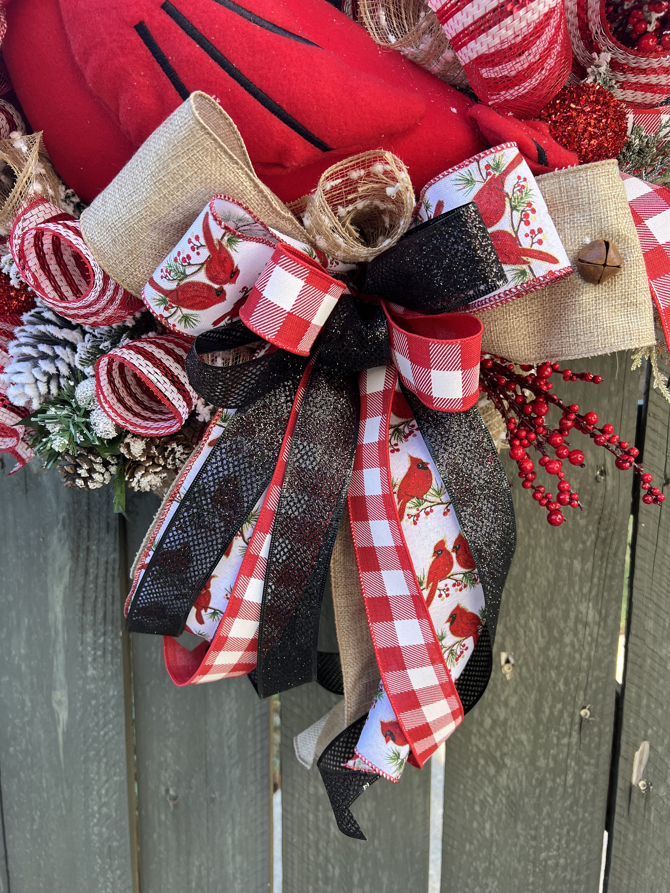 Winter Front Door Wreath Cardinal Wreath Remembrance Wreath Farmhouse Winter Wreath