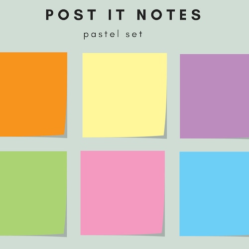 Pastel Post It Notes 6 Colors | Etsy