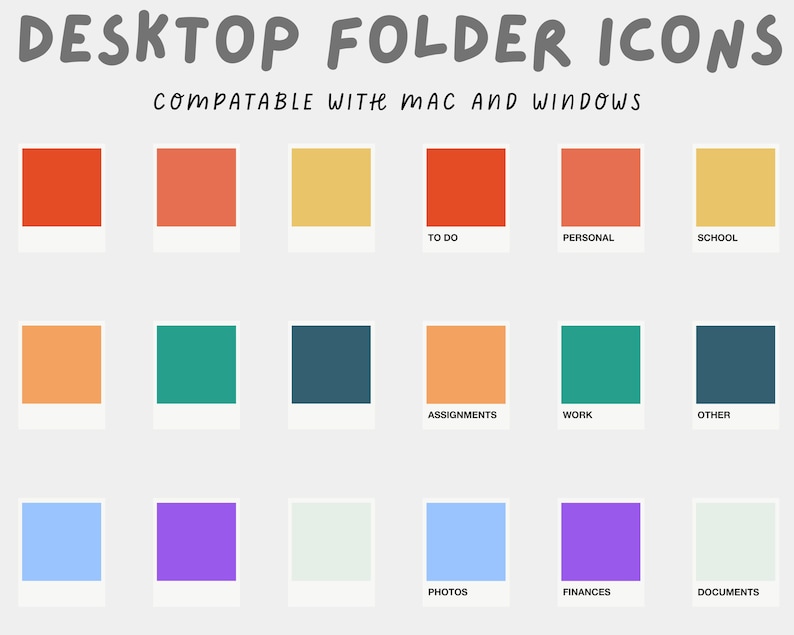 Pantone Retro Folder Icons for Mac and Windows Desktop Icons, MacBook ...