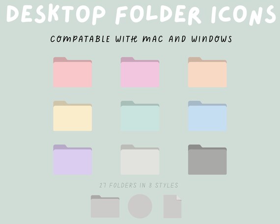 Muted Pastels Folder Icons for Mac and Windows instant | Etsy