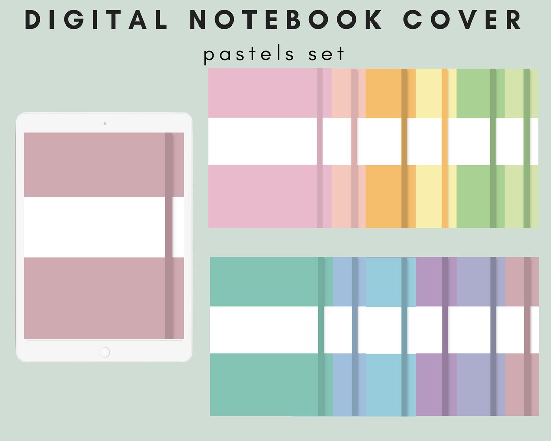 Pastel Digital Notebook Cover Set (12 Colors) Daily Planner, iPad ...