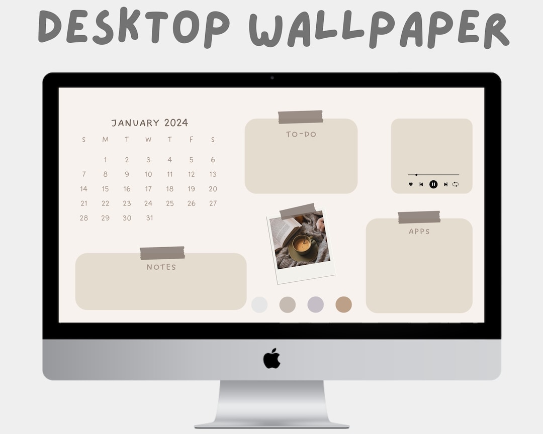 Cozy Monthly Aesthetic Calendar Desktop Wallpaper Organizer Mac ...