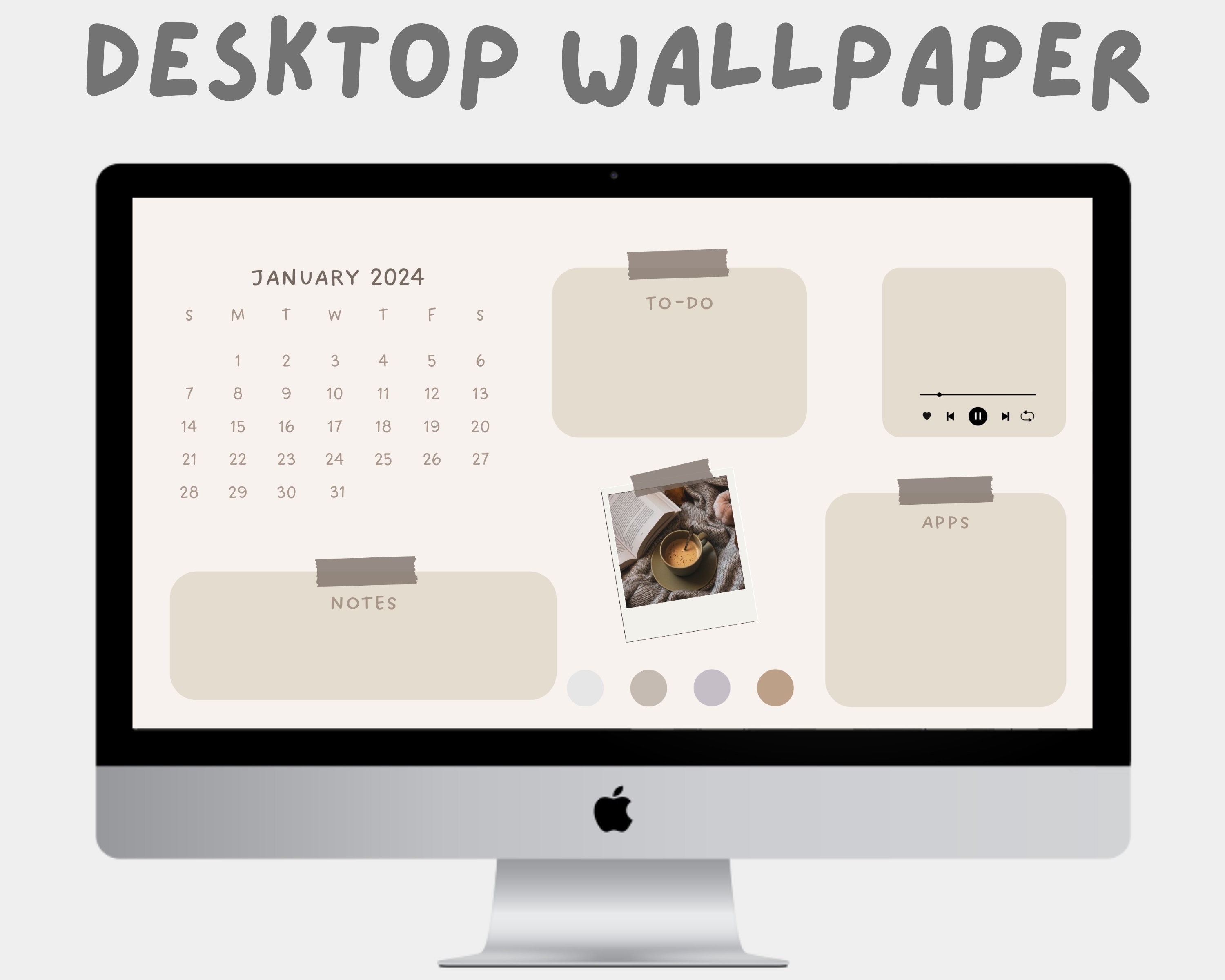 Cozy Monthly Aesthetic Calendar Desktop Wallpaper Organizer Mac ...
