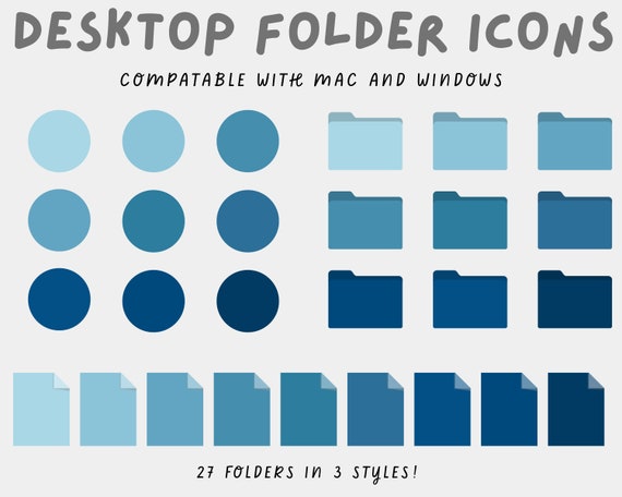Blue Folder Icons for Mac and Windows Desktop Icons Macbook - Etsy