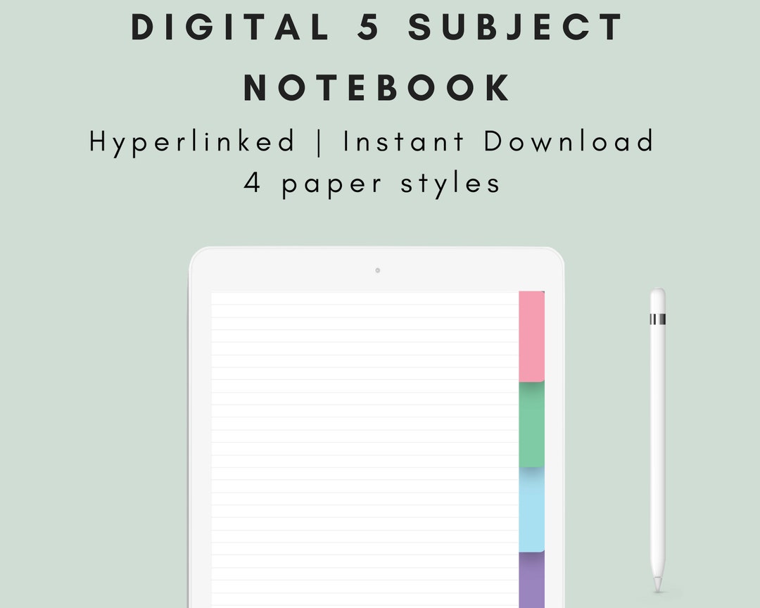 Five Subject Notebook Insert [digital PDF File] - Etsy