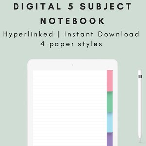 Five Subject Notebook Insert digital PDF File - Etsy