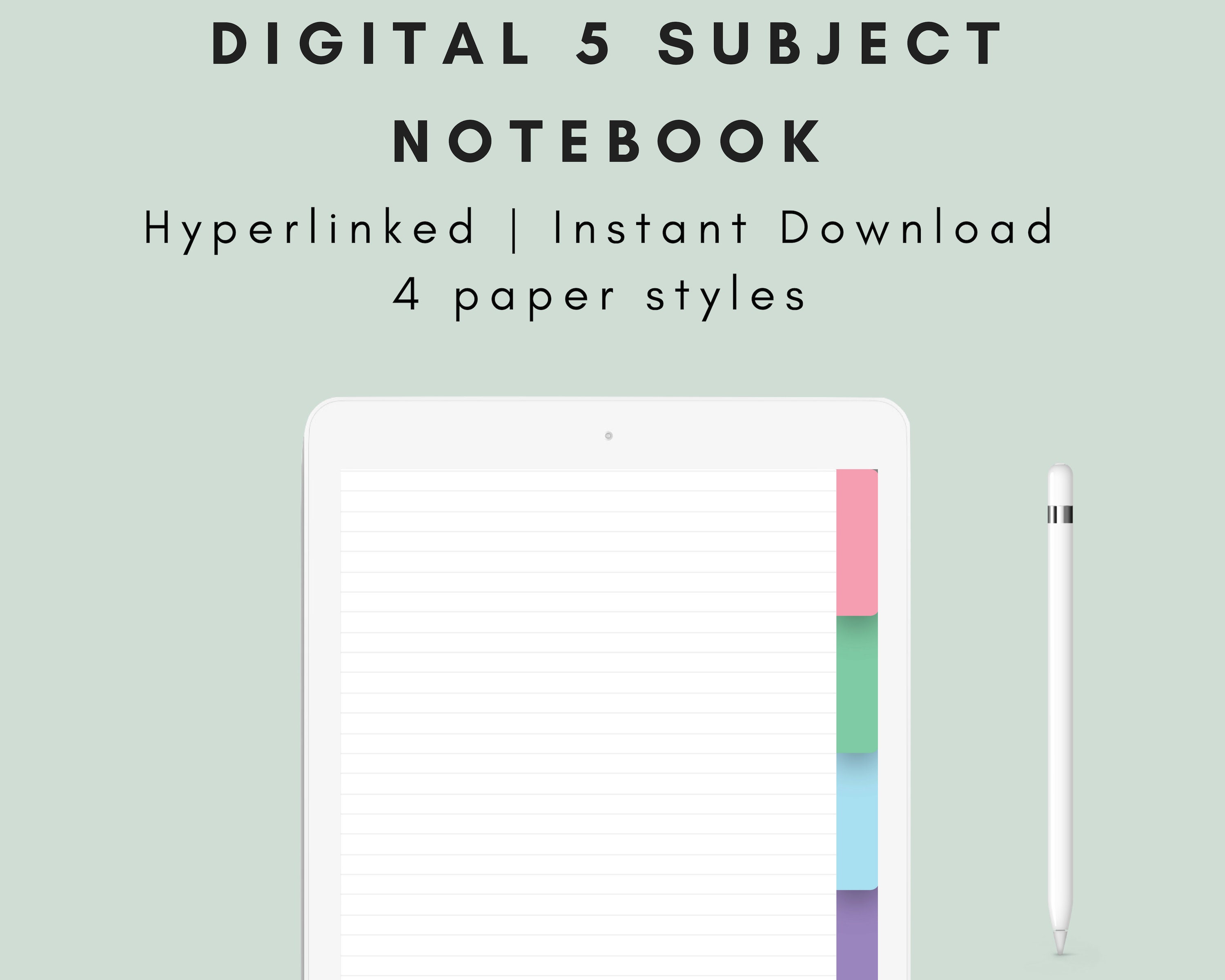 Five Subject Notebook Insert digital PDF File - Etsy