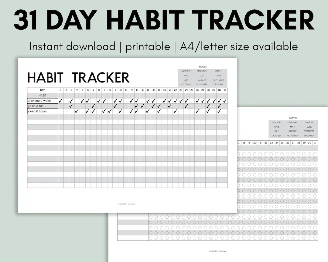 31 Day Habit Tracker Printable - Etsy