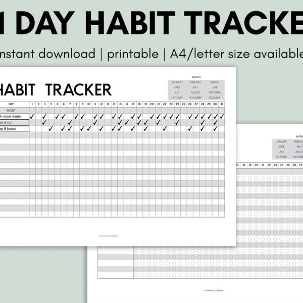 31 Day Habit Tracker - Etsy