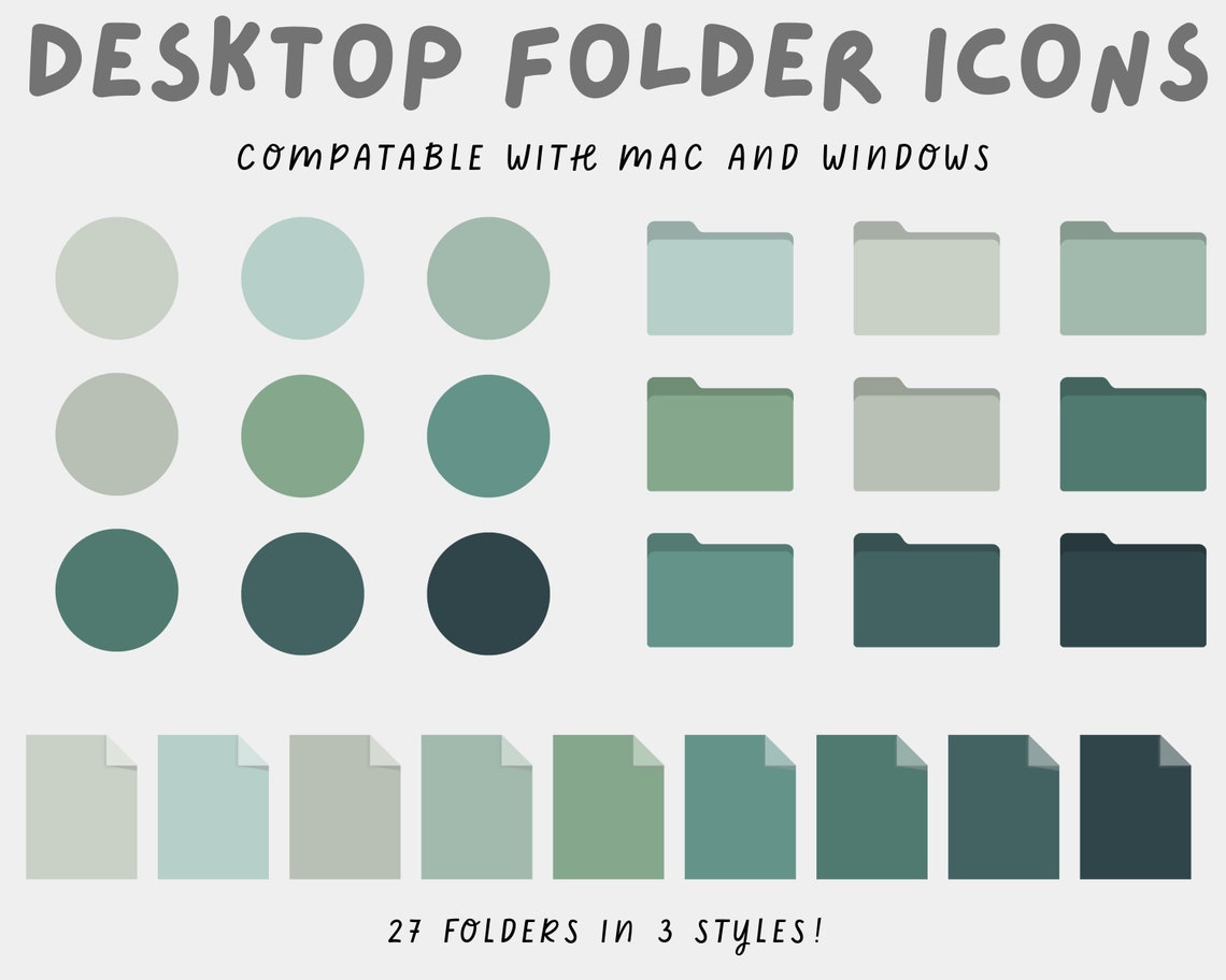 Green Desktop Folder Icons for Mac and Windows (digital Download) - Etsy