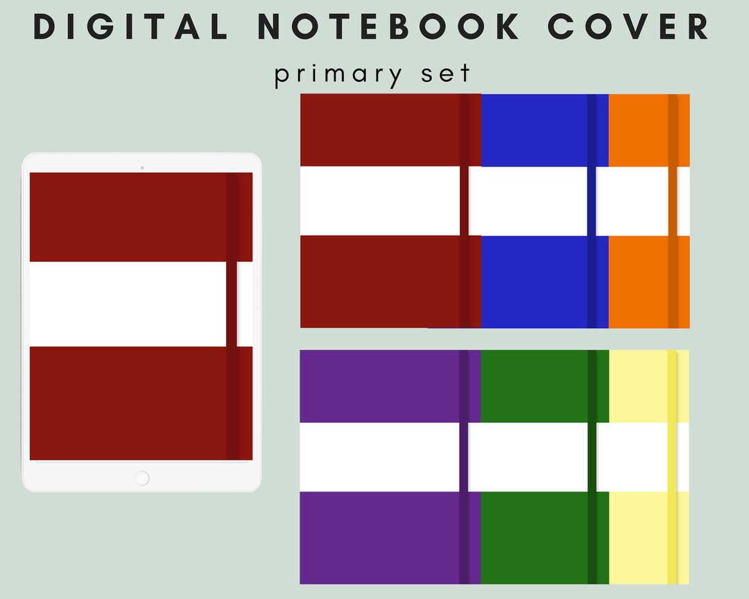 Primary Colors Digital Notebook Cover Set 6 Colors Daily - Etsy