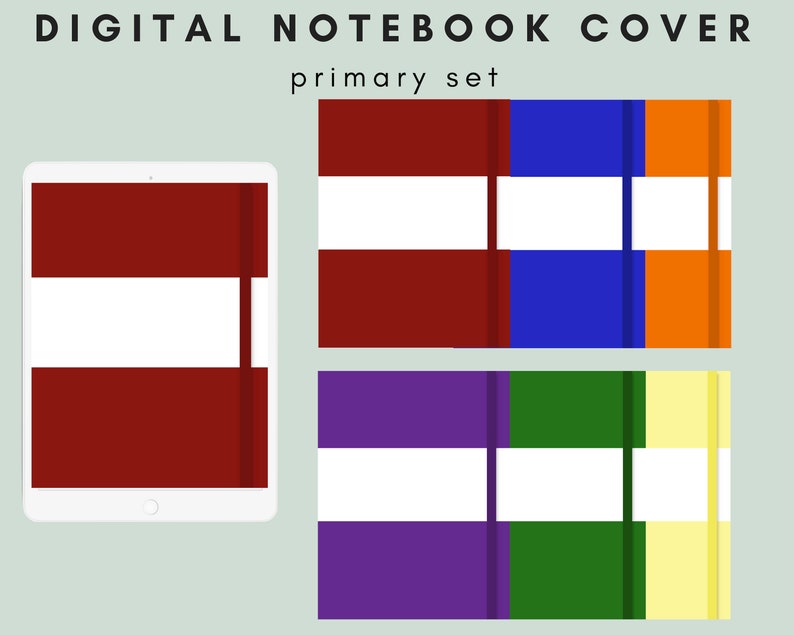 Primary Colors Digital Notebook Cover Set 6 Colors Daily - Etsy