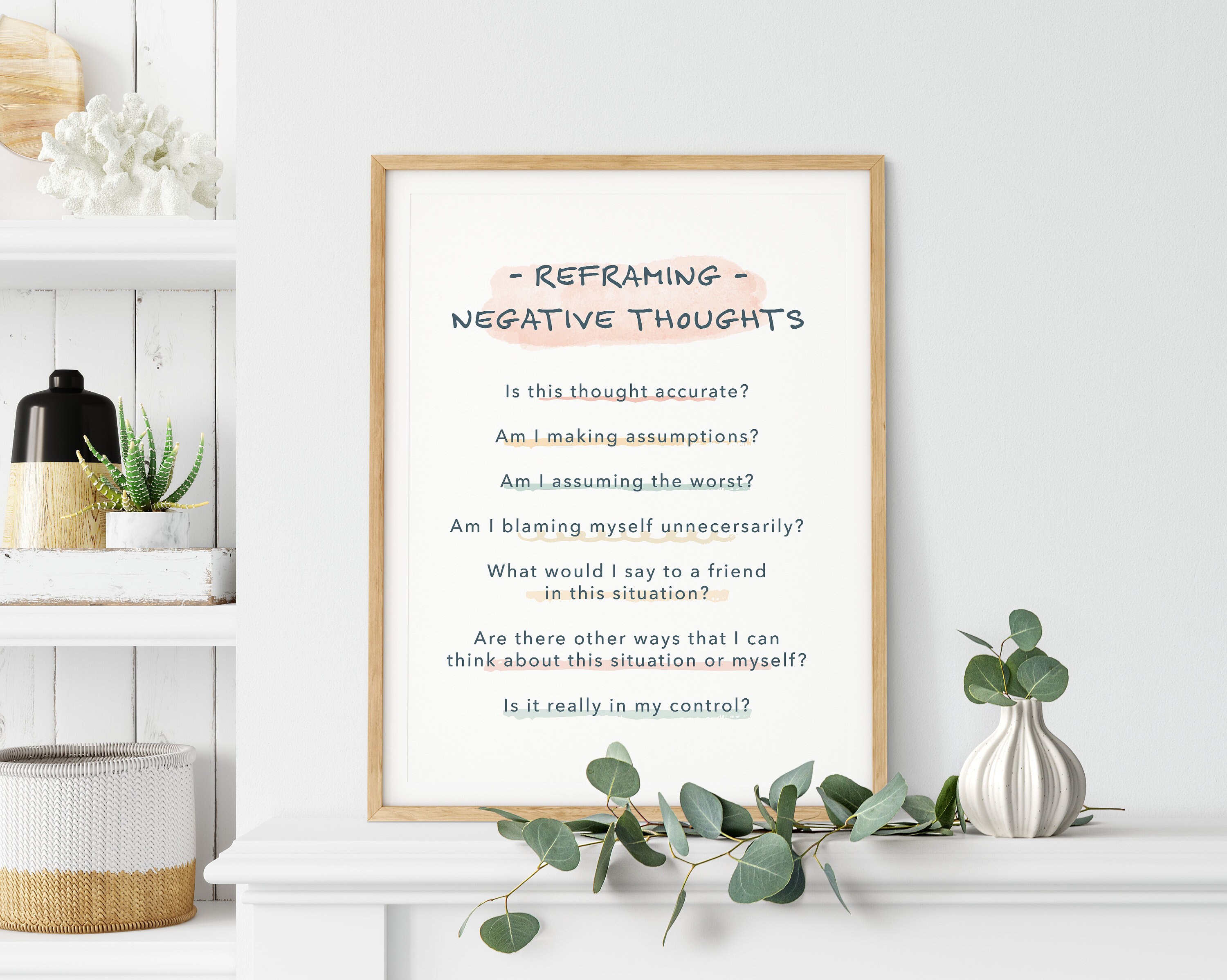 Digital Download Reframing Negative Thoughts Wall Art Self - Etsy