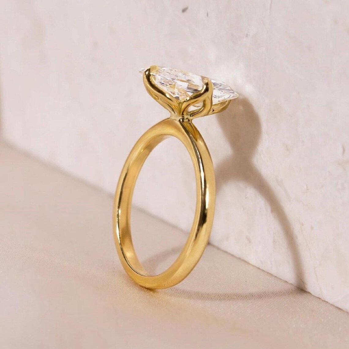 4.25 CT E/VS1 Elongated Radiant Cut Lab Grown Diamond Solitaire, Lower ...