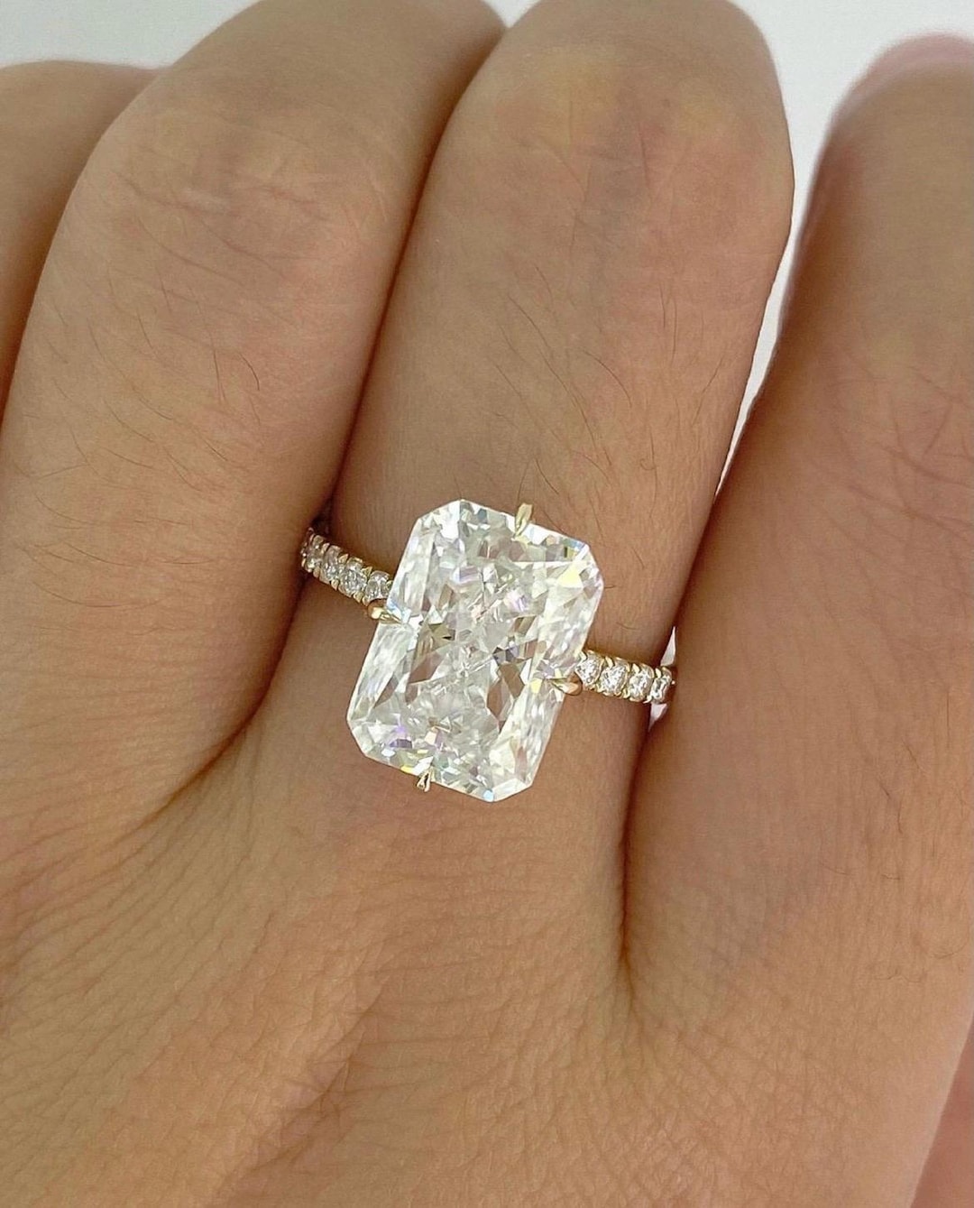 2.95 Radiant Cut Solitaire Engagement Ring Modern North South East West ...