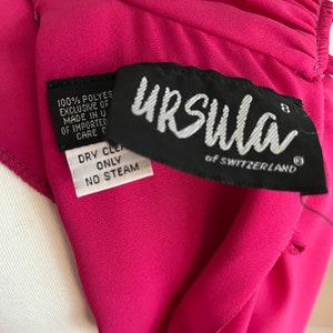 Vintage 1980s Hot Pink URSULA of Switzerland Long-sleeve Chiffon Midi ...