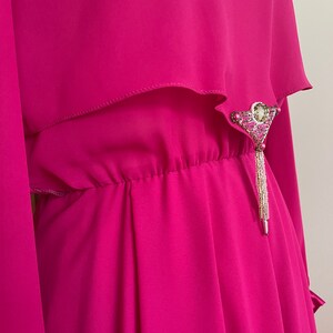 Vintage 1980s Hot Pink URSULA of Switzerland Long-sleeve Chiffon Midi ...