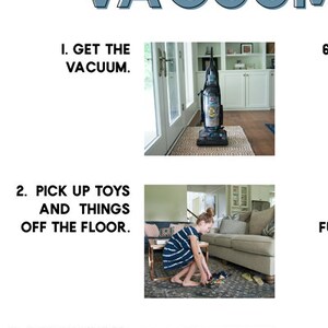 Vacuum Rug Step-by-step Visual Aid - Cleaning Chore Guides- Cheat Sheet ...