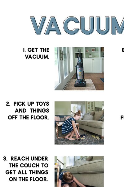 Vacuum Rug Step-by-step Visual Aid - Cleaning Chore Guides- Cheat Sheet ...