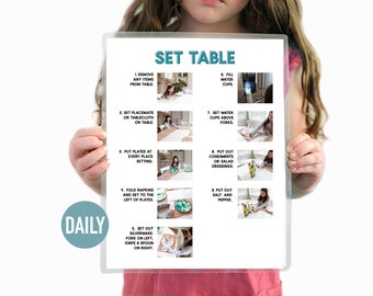 Clear the Table Visual Aid Step by Step Daily Chore Guide- Chore Chart ...