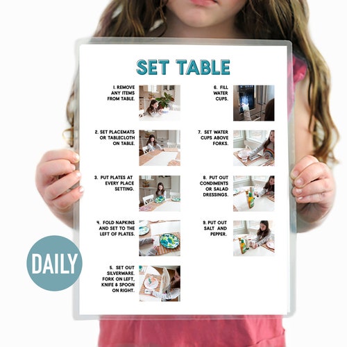 Clear the Table Visual Aid Step by Step Daily Chore Guide | Etsy