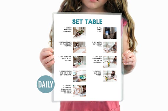 Set the Table Visual Aid Daily Chore Guide Chore Chart | Etsy