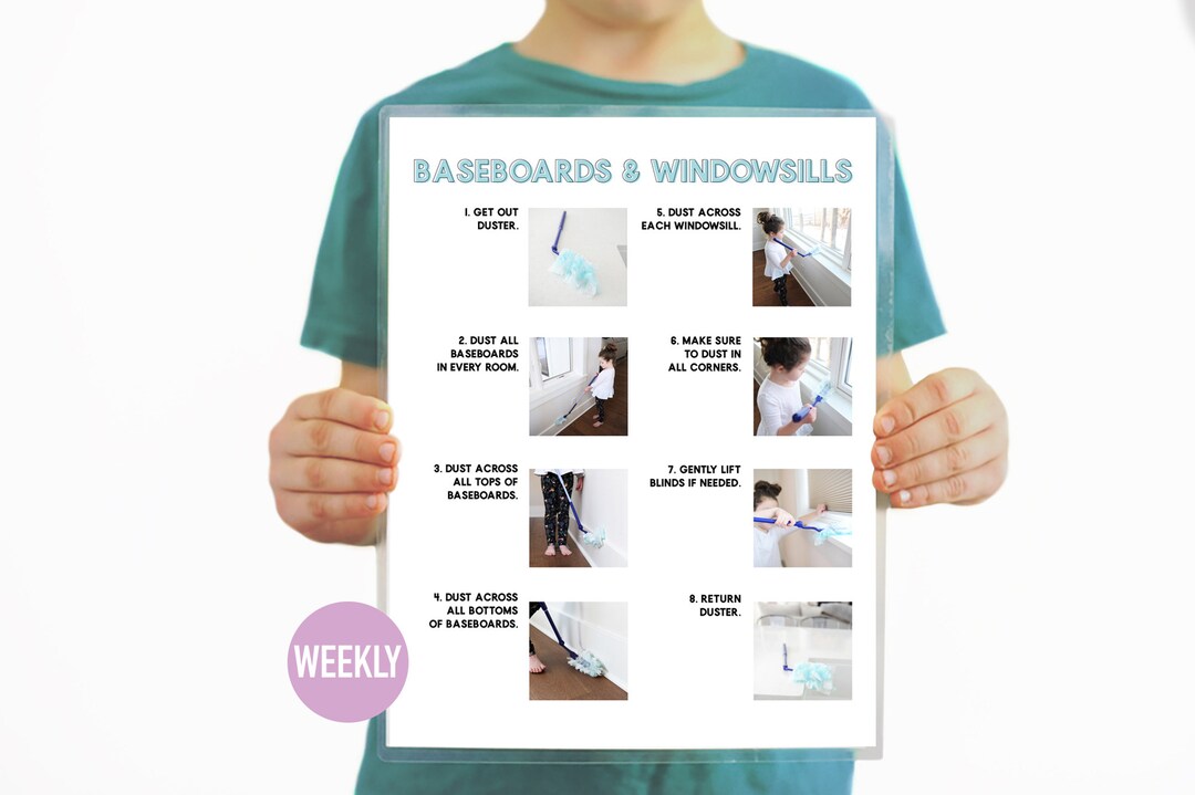 Baseboards and Windowsills Dusting Step-by-step Visual Aid - Cleaning ...